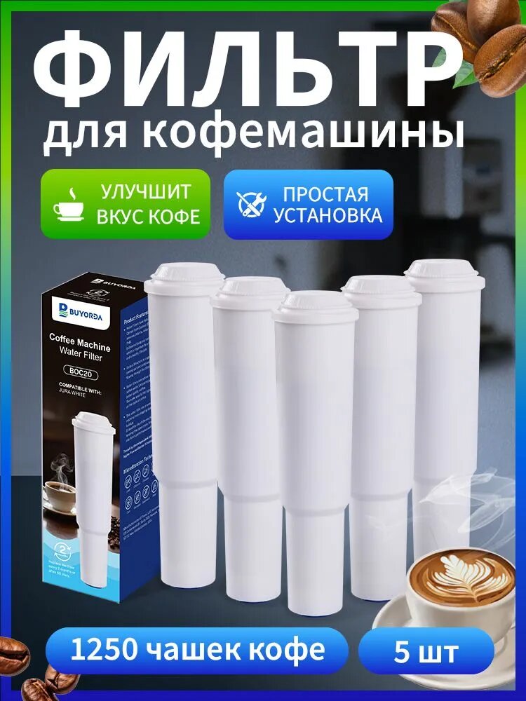 Сменный водяной фильтр Buyorda для кофемашин, совместим с Jura Clearyl White, подходит для автоматических моделей Jura E8 и серии ENA, Фильтрующий картридж для защиты от накипи