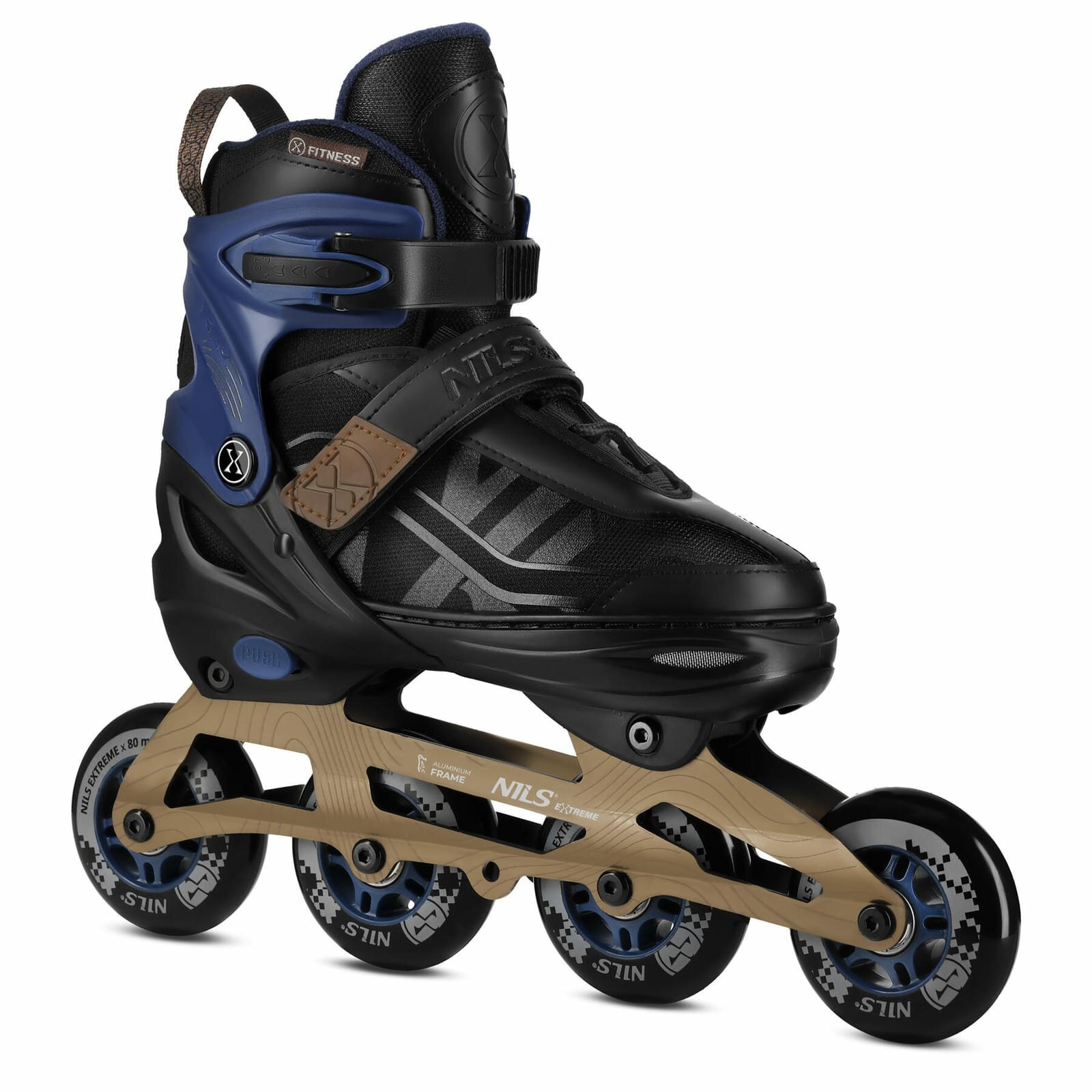DECATHLON ролики рекреационные Decathlon VELTO NILS EXTREME NA684, черный/синий/желтый, 35/38