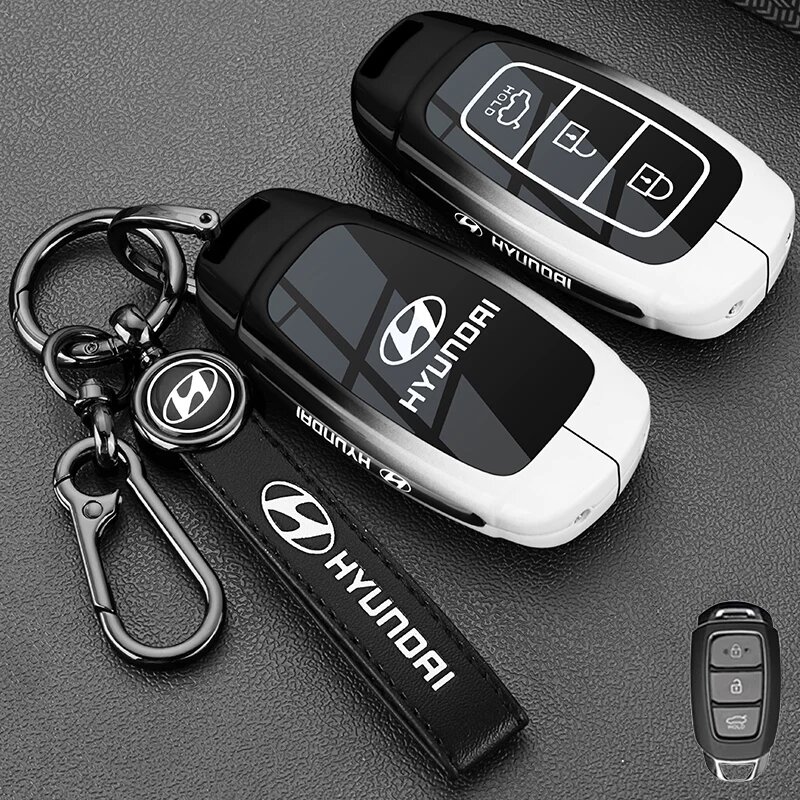 Ключница с логотипом Hyundai и двойной цветовой гаммой, застежка с ремешком для автомобильных ключей - стиль E
