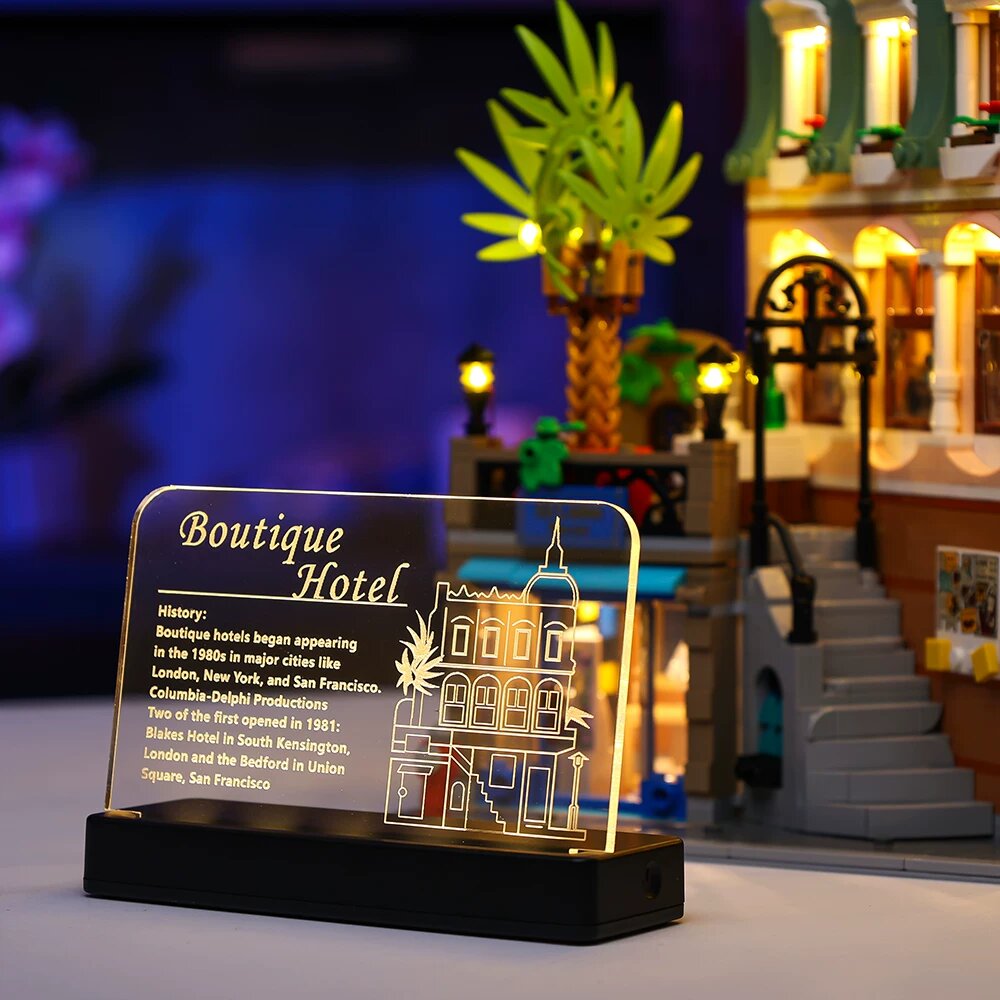 LED табло для отображения набора LEGO 10297 Corner Hotel Street Scene