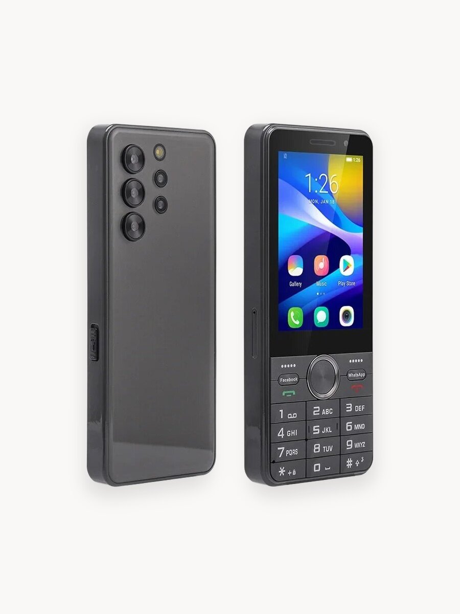 UNIWA HOPE XS24 4G Сенсорный экран T9 Клавиатура Телефон Russian keyboard, Черный, черный