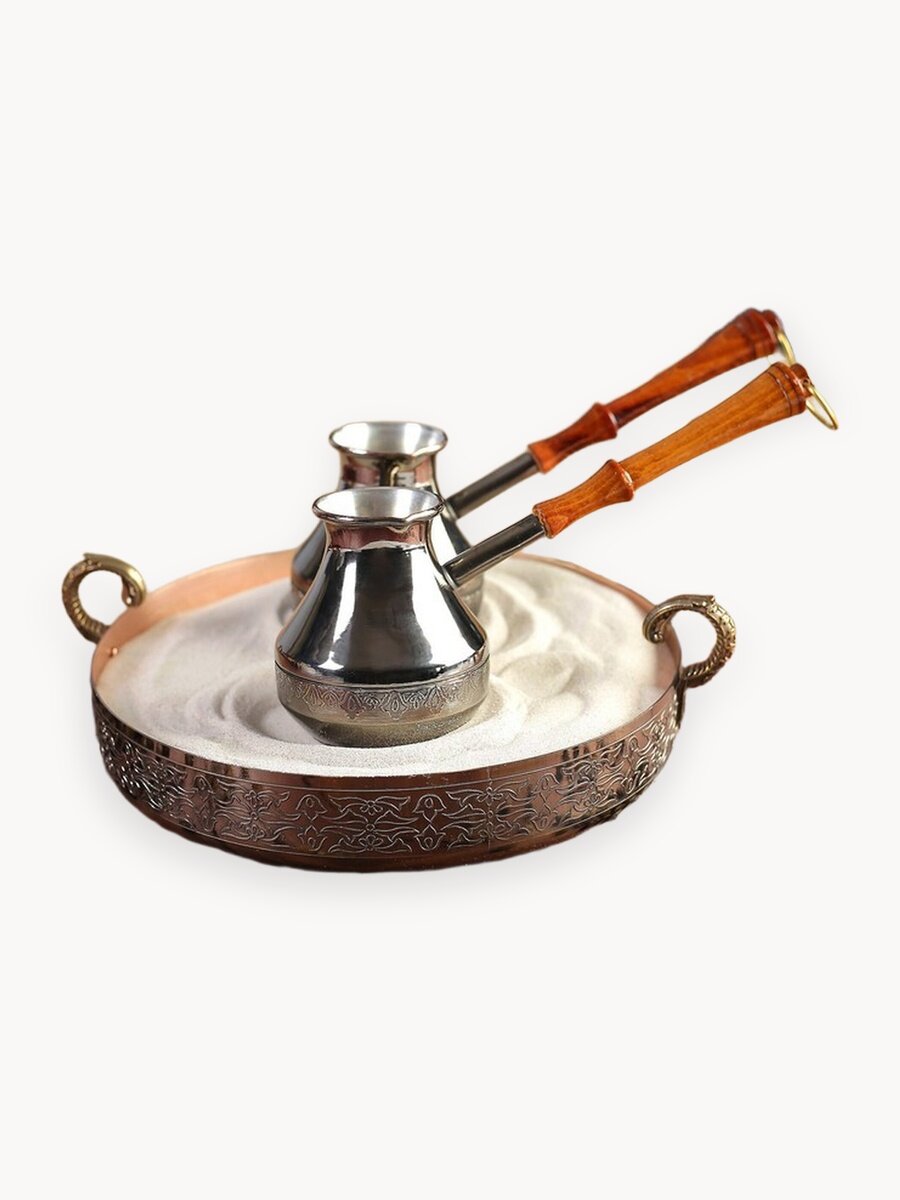 Набор для приготовления кофе SKYPHOS "Восточный", на песке, для разных типов плит, серебристый