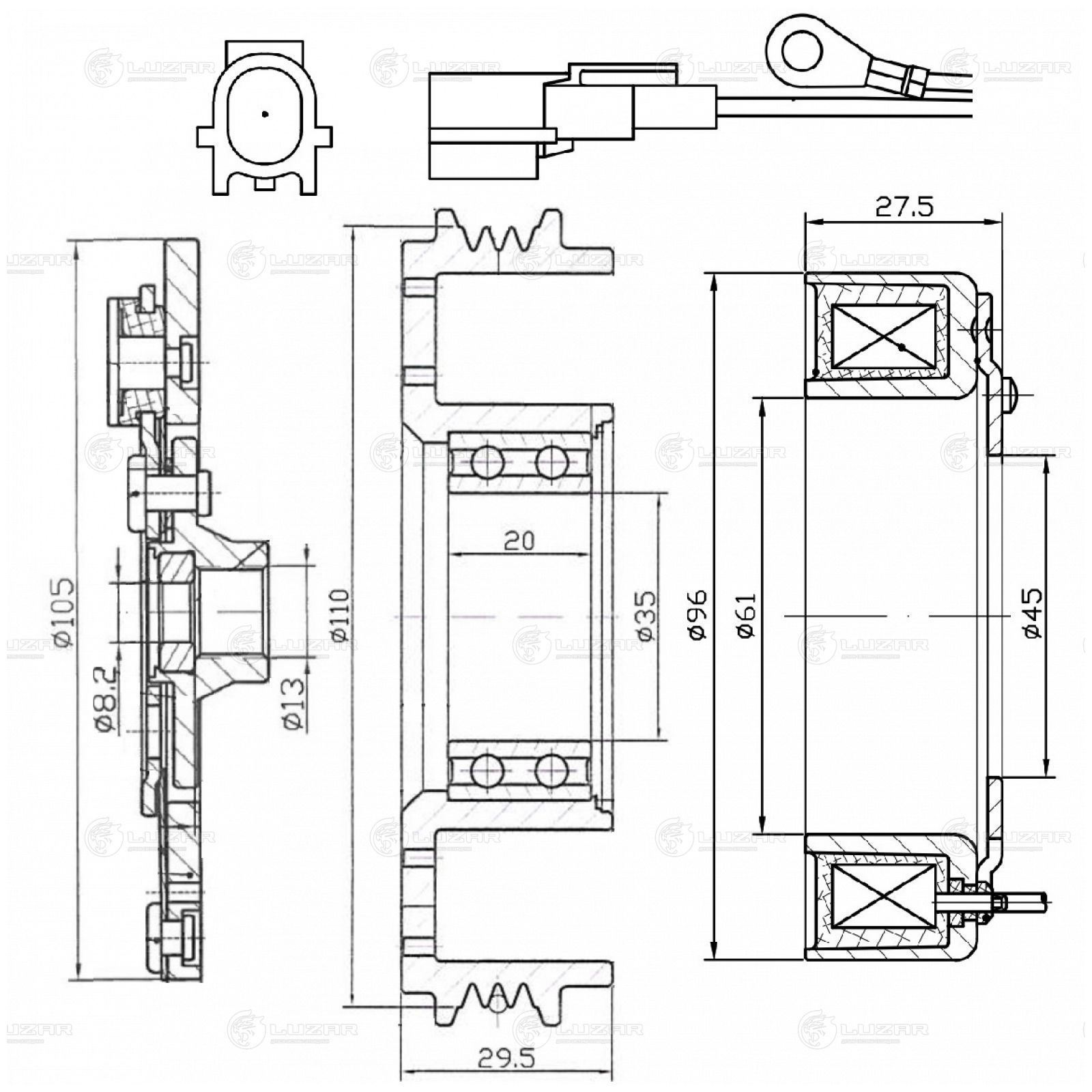 Муфта компрессора кондиционера, для Вольво S60 II 2006-, XC60 2008-, XC70 2007- oem 31315453, 31332010 арт LMAC1015