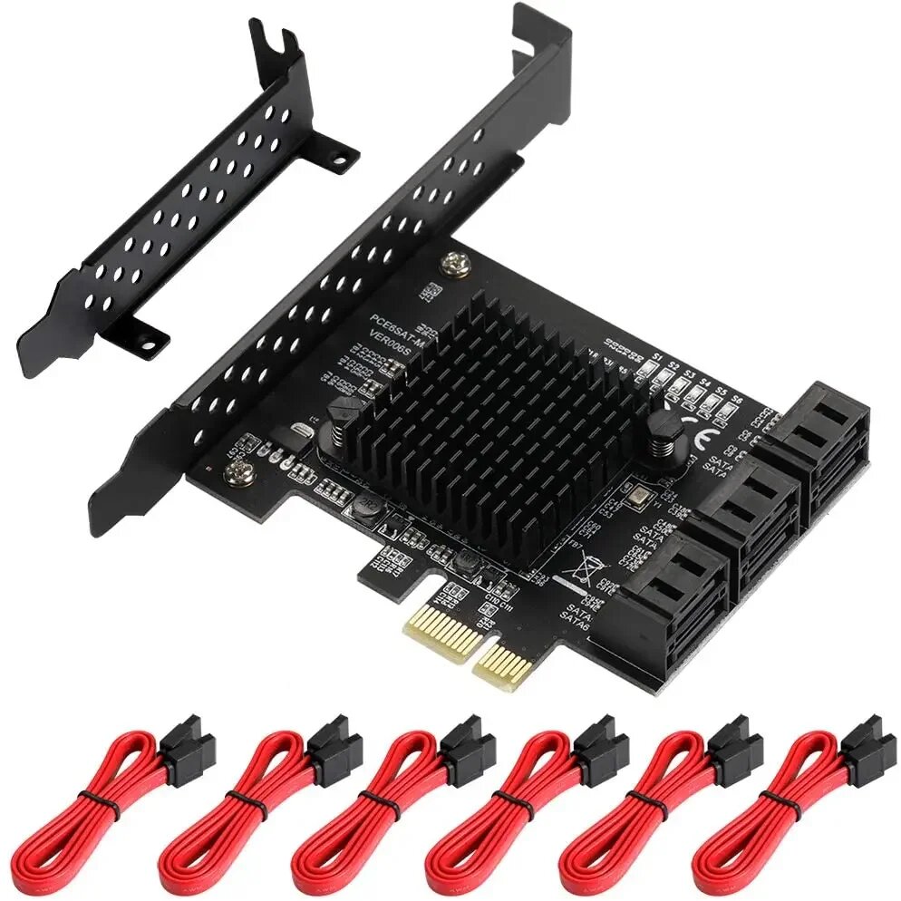 PCIe SATA карта расширения Ninth World 6port 1X