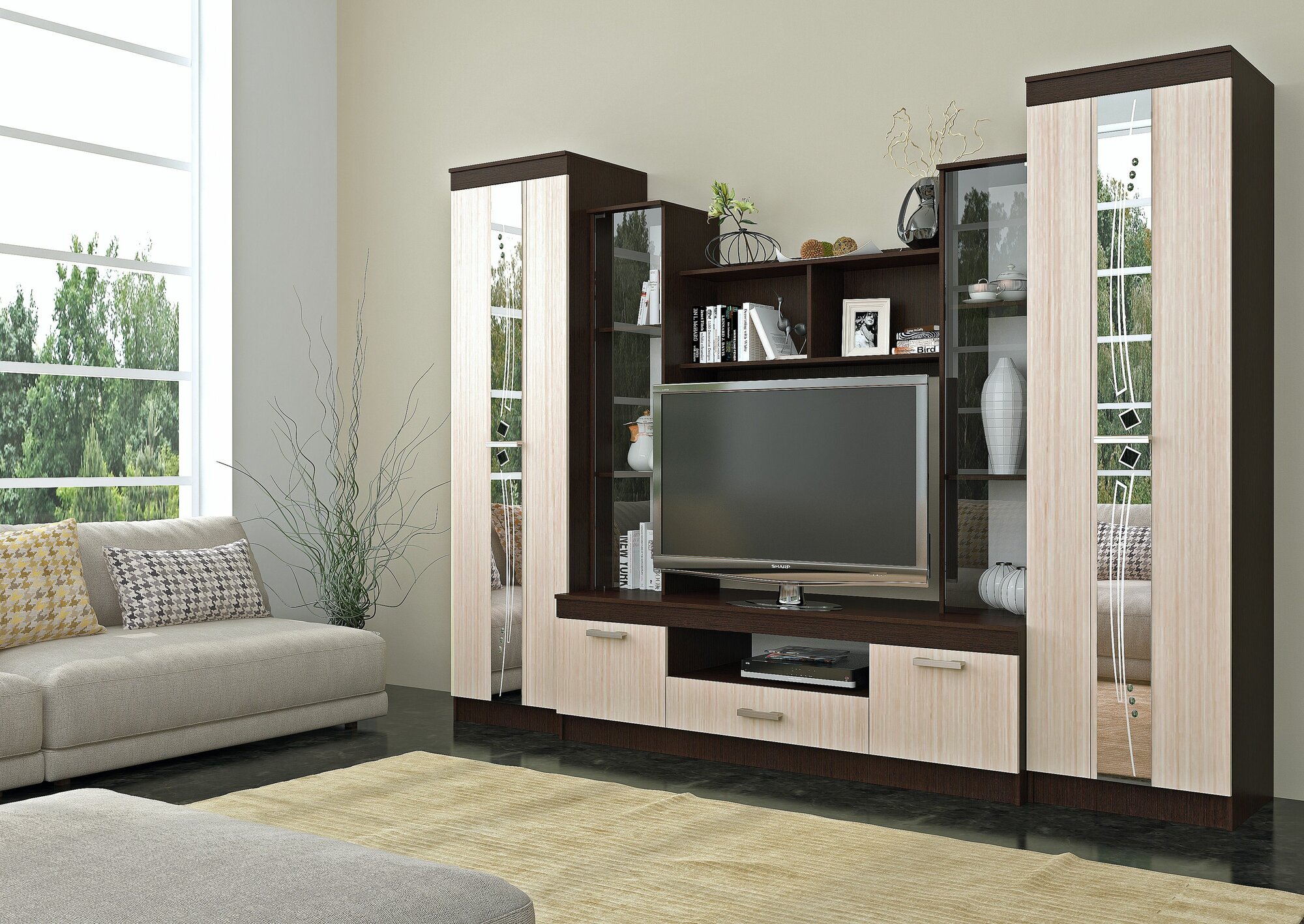 Гостиная Атлантида 2 (Дуб беленый, венге) (Миф)