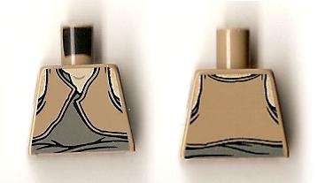 Torso SW Gungan Dark Bluish Gray / Light Brown Shirts Front and Back Pattern, 973px59b Dark Tan U