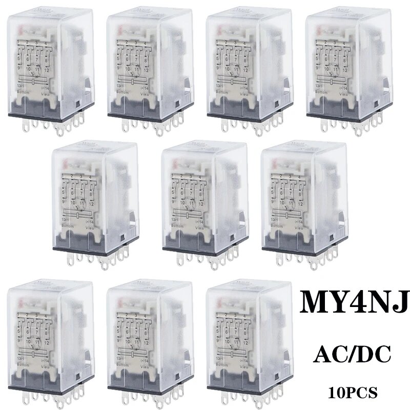 Электромагнитное реле MY4NJ 14 контактов 220В AC, 220V