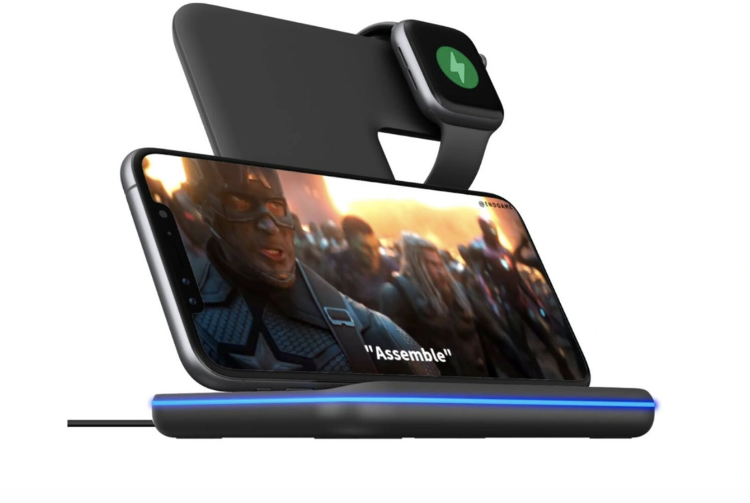 Беспроводная зарядная станция "3 в 1", для iPhone/Watch/AirPods, Qi, черная