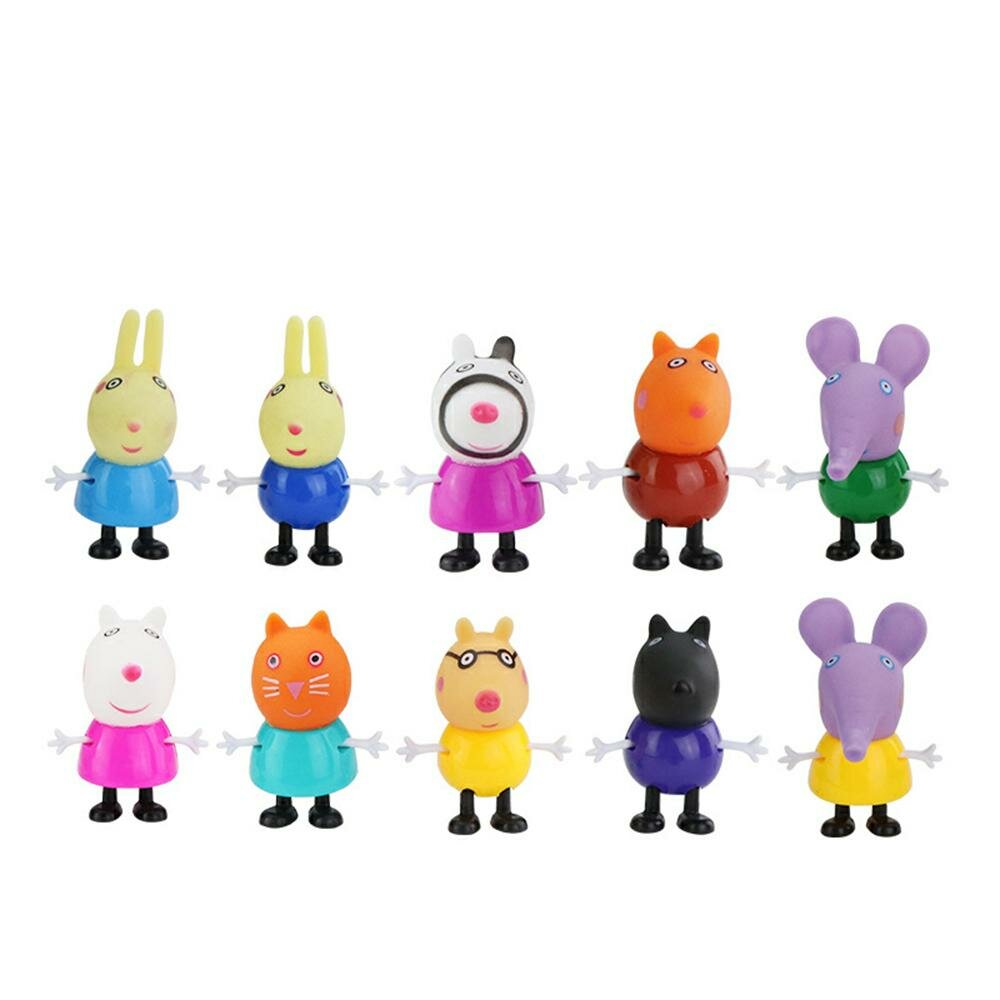 4 шт. семейный набор из 4 морских свинок Peppa Pig George, папа, мама, фигурка, оригинальные аниме-игрушки Pelucia для детей, подарок 【Упаковка 3 (10 шт.)】