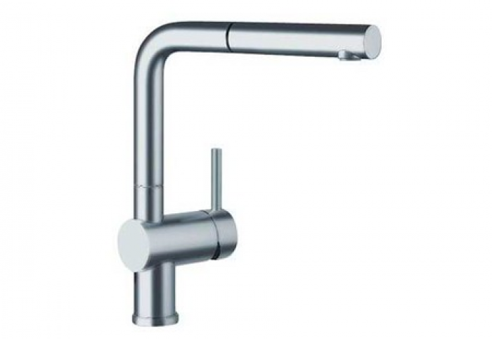 Смеситель Blanco Linus-S выдвижной излив, рычаг справа, полированная сталь (517184)