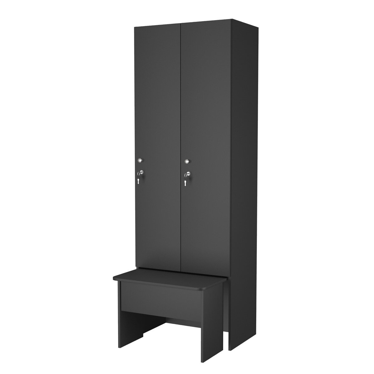 Шкаф для раздевалок с задвижной скамейкой комбо-соло №2-2, Черный