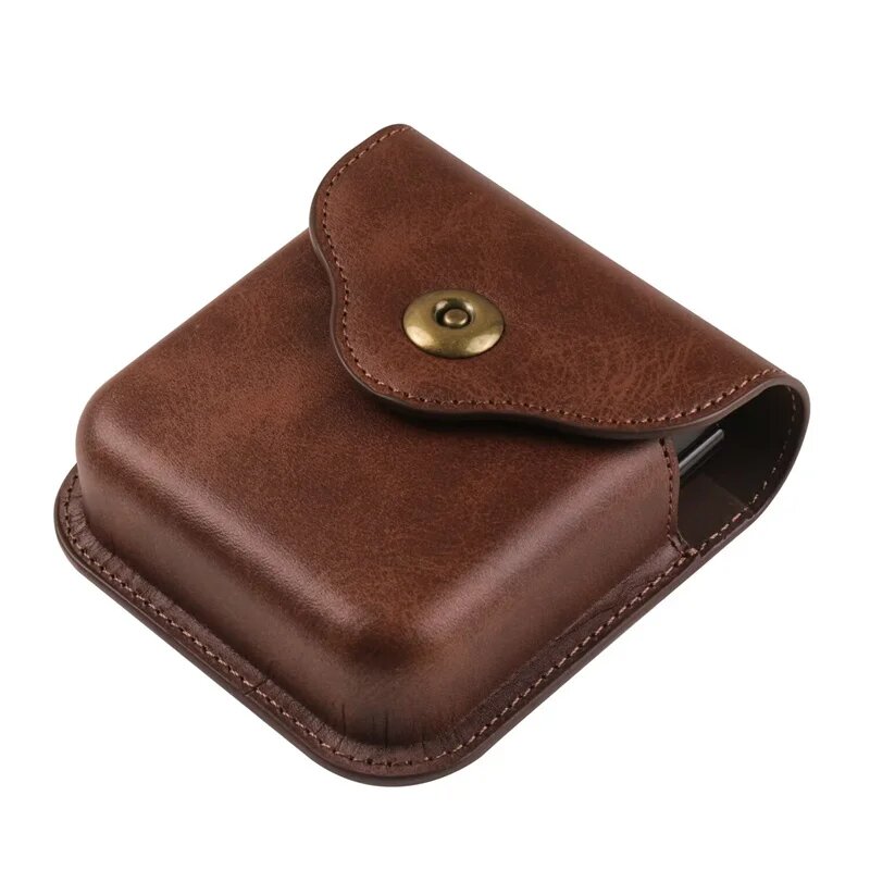 Модный кожаный чехол на ремень с магнитной кнопкой для Samsung Galaxy Z Flip 7, 6, 5, 4, 3, поясная сумка Кофейный, Z Flip4
