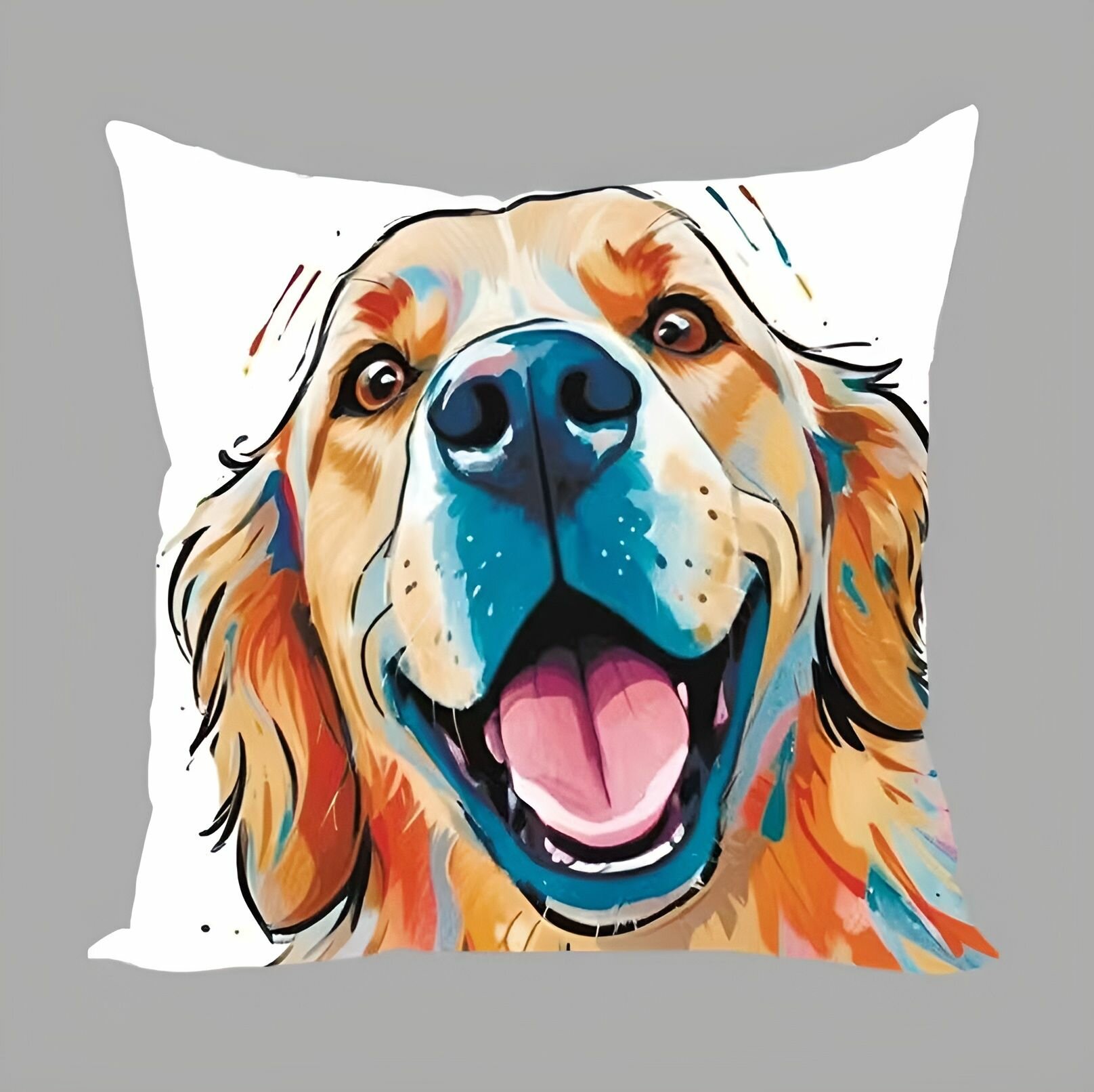 Декоративная подушка Собака улыбка 40х40 Твил