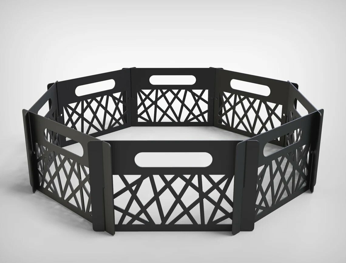 Очаг, чаша для костра, Костровая чаша, Жаровня для улицы Линии Восьмиугольник, разборная - огнеупорная краска