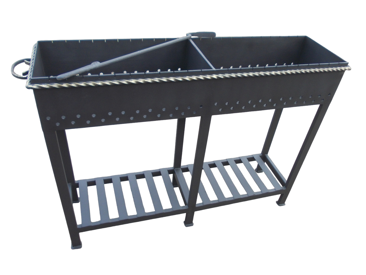 Мангал классический с дровницей, столиком, 3 мм, для дачи и дома, ручная работа "Стандарт" 120 см