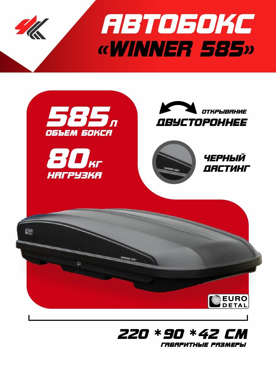 Автобокс на крышу автомобиля "Winner585" двустороннее открывание тойота филдер (черный дастинг) / Евродеталь