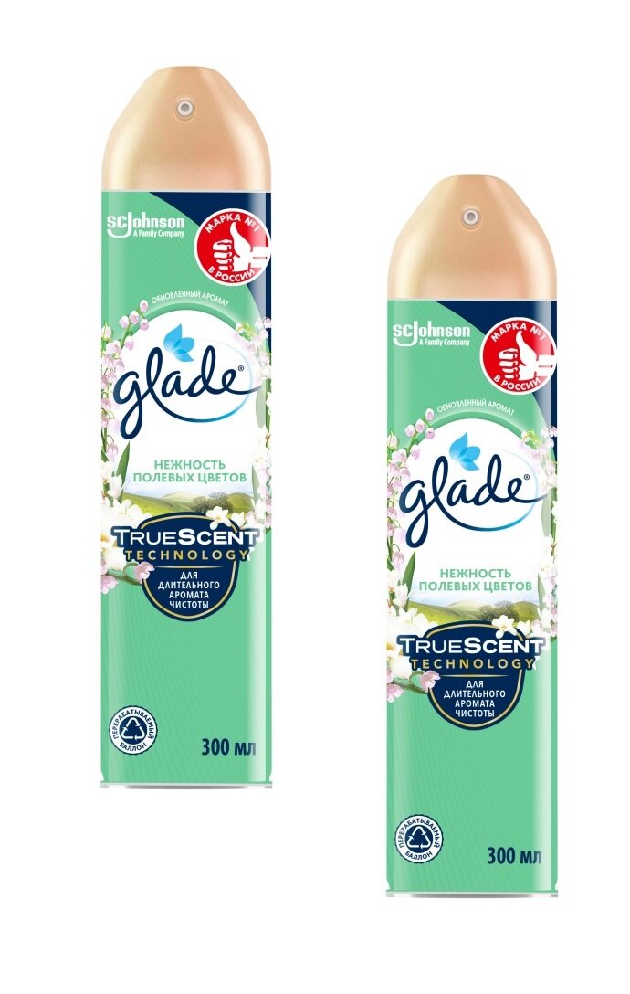 Освежитель воздуха Sc j Glade аэрозоль Нежность полевых цветов , 300 мл 2шт