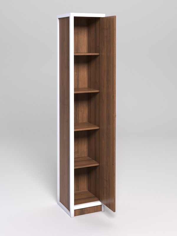 Шкаф офисный закрытый узкий Ш-42 "стронг" в стиле лофт, Орех + металлический каркас Белый