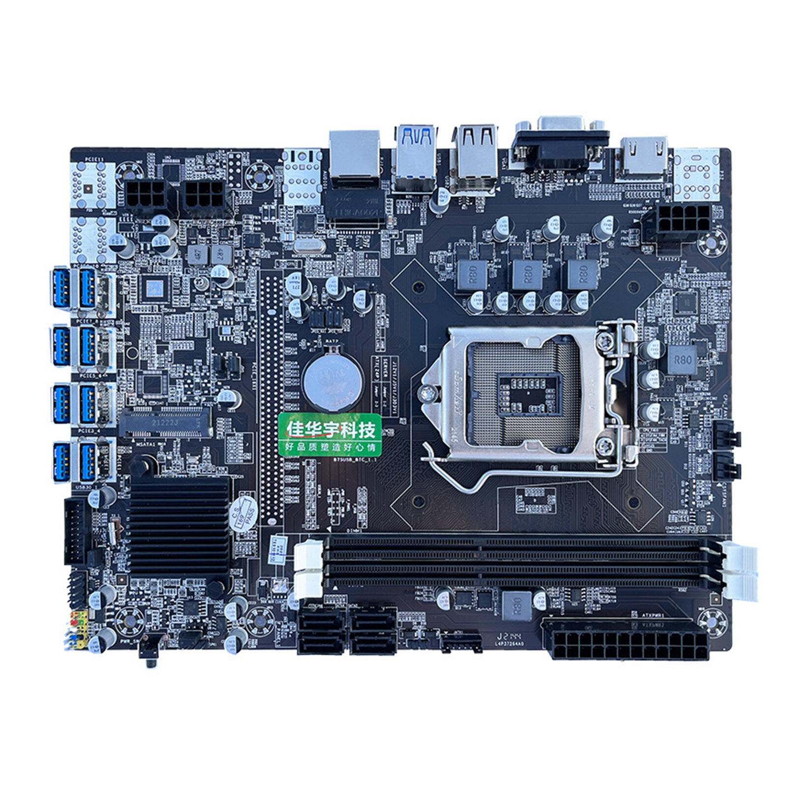 Материнская плата для майнинга BTC B75 LGA1155 8xPCIE с подключением к USB3.0 Поддерживает 8 графических процессоров, видеокарту DDR3 DIMM ETH Bitcoin Eth Miner Rig