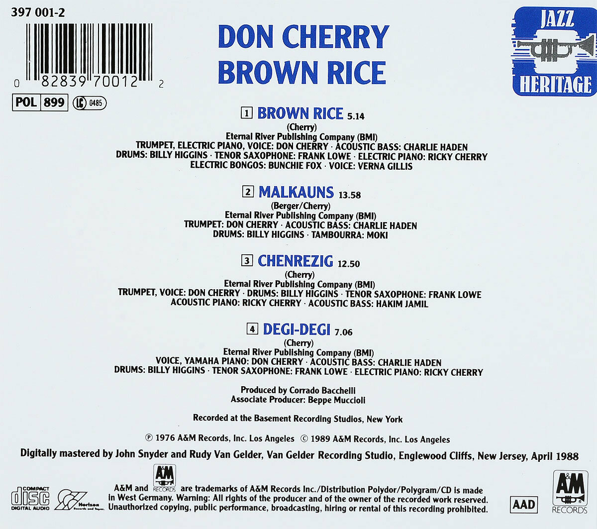 Don Cherry - Brown Rice (1 CD) — фото 1