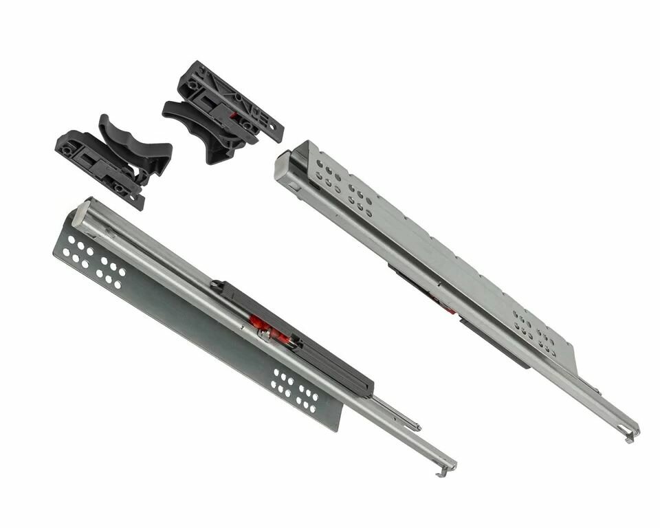 Комплект направляющих скрытого монтажа с фиксаторами Firmax L 350мм, полного выдвижения с доводчиком, для ЛДСП 16мм