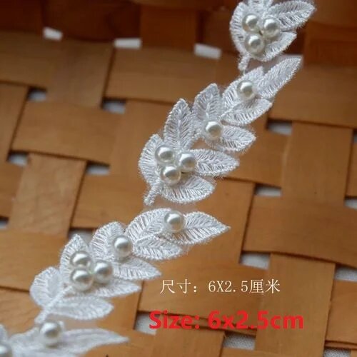 Кружевная аппликация с бусинами, белый, Style A 10PCS
