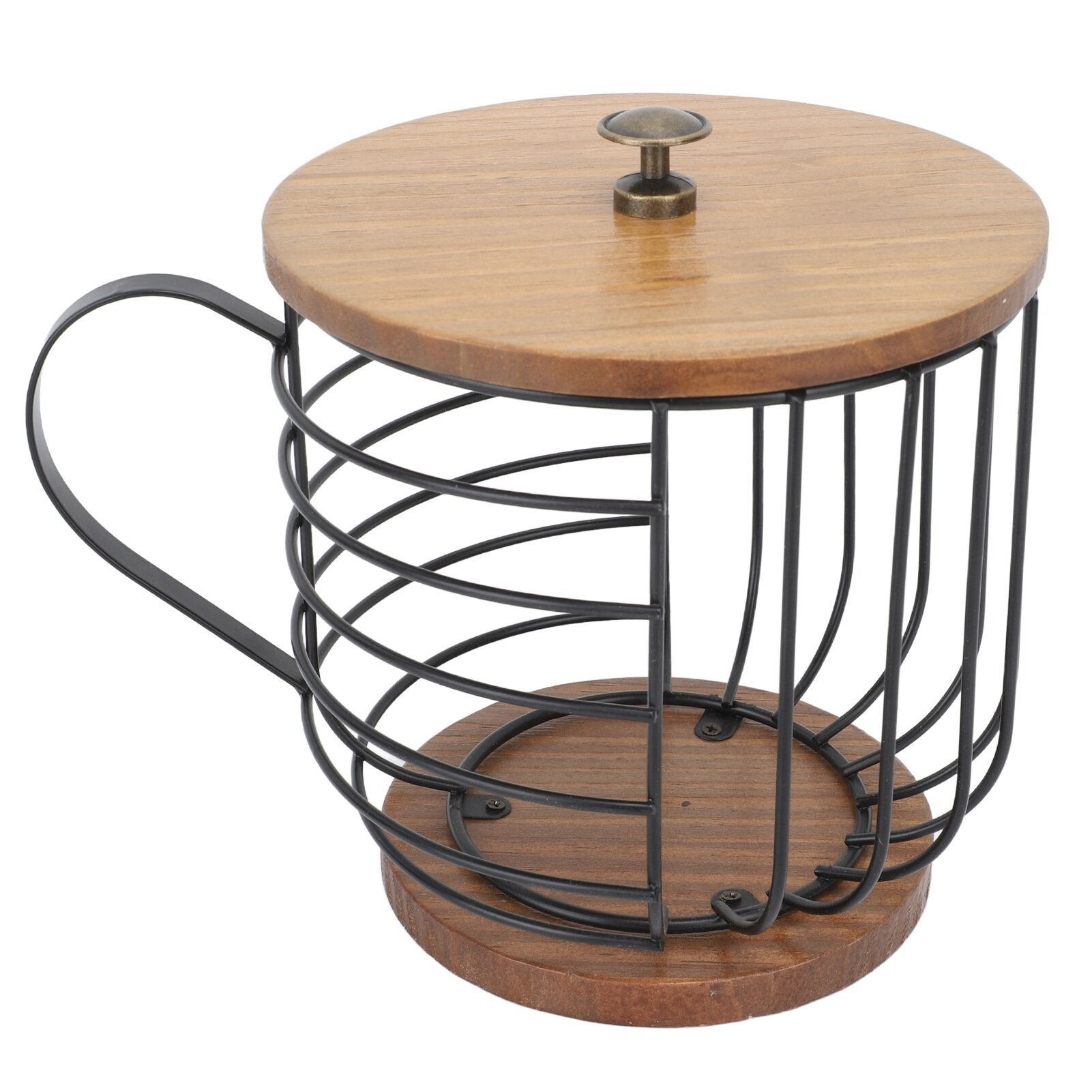 Держатель для кофейных капсул, утюг, большая вместимость, экономия места, деревянное основание, органайзер для хранения кофейных капсул для домашнего кофе-бара, черный с крышкой