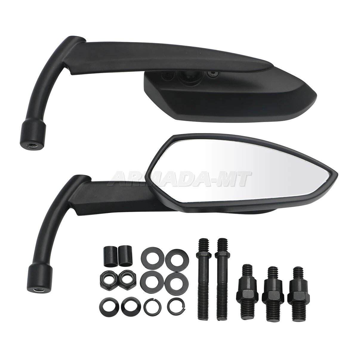 Боковые зеркала заднего вида для мотоцикла Harley, Honda, Suzuki, Yamaha, Kawasaki, с резьбой 8 мм/10 мм Черный, 02(Black)