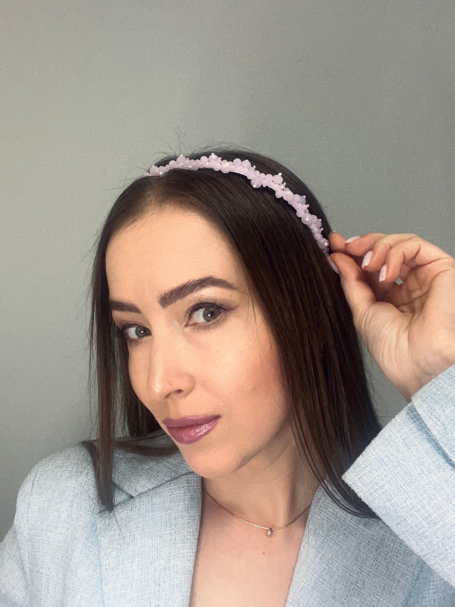 Ободок с хрустальными бусинами