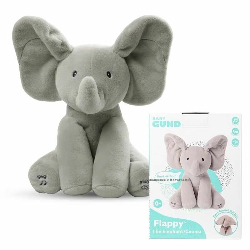 BABY GUND Слоненок Фиби может петь и взаимодействовать с куклой-слоненком высотой 30 см, комфортной игрушкой для раннего развития ребенка