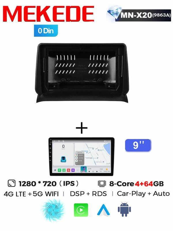 Магнитола 9" Mekede MN X20 Pro 4/64 Gb Toyota Ipsum 1 SXM10 1996-2001 Gaia 1 XM10 1998-2001 0 din carplay