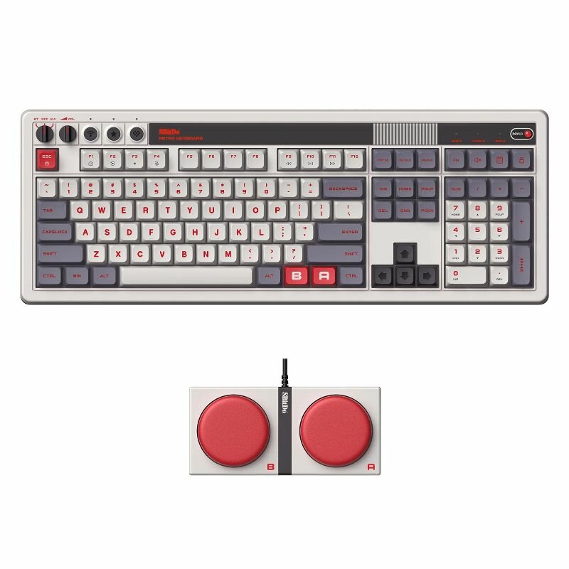 8Bitdo Retro Mechanical Keyboard, Игровые клавиатуры с возможностью горячей замены Bluetooth / 2,4 G /USB-C, игровые аксессуары для Windows и Android