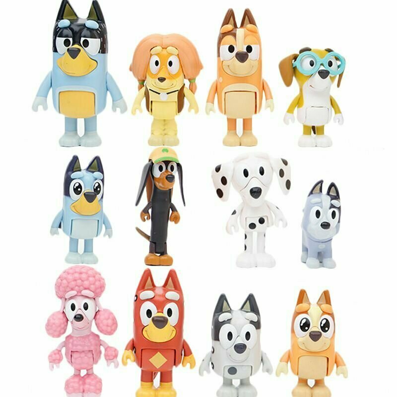 Блуи Бинго и друзья семьи Фигурки Аниме игрушки для детей 12шт Bluey