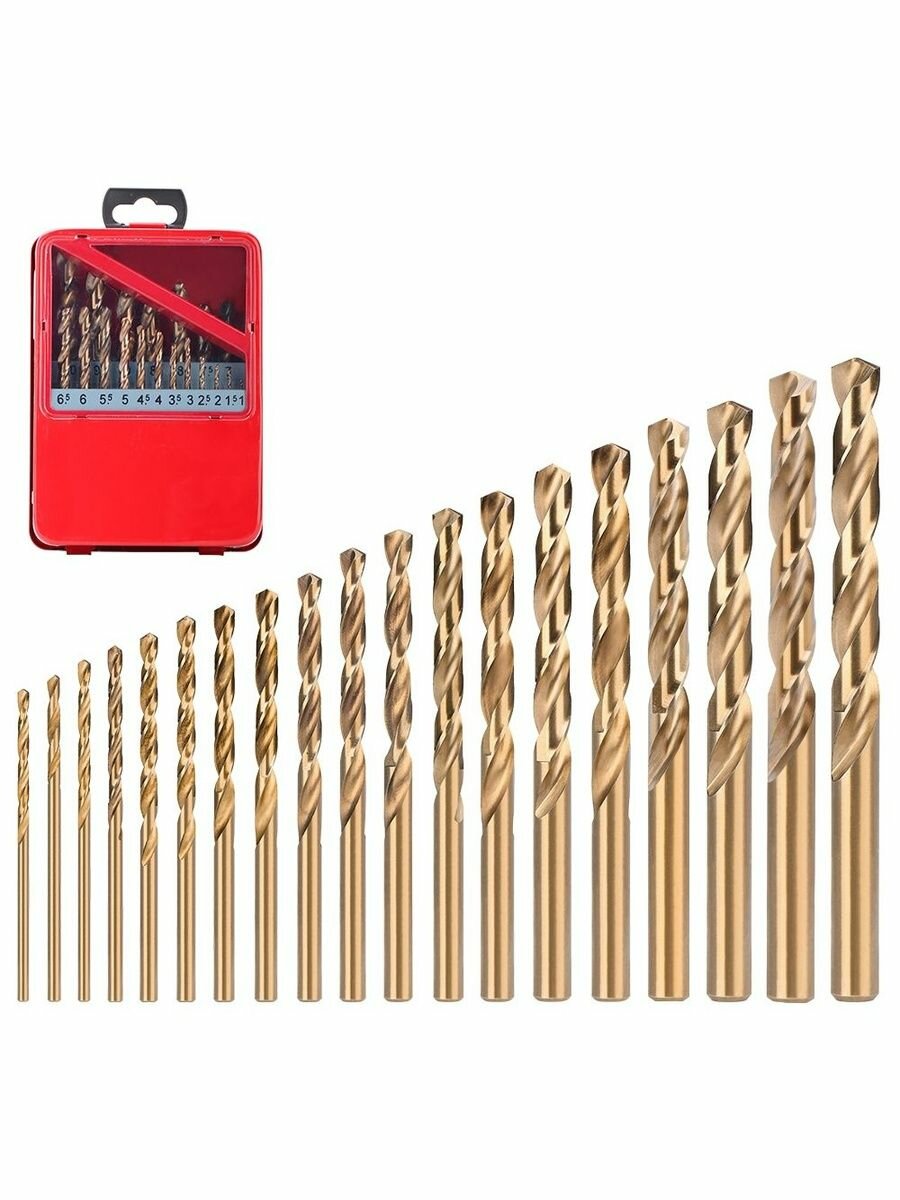 Набор сверл по дереву и металлу XCAN HSS 1,0-10 мм, 19 шт. титановое покрытие