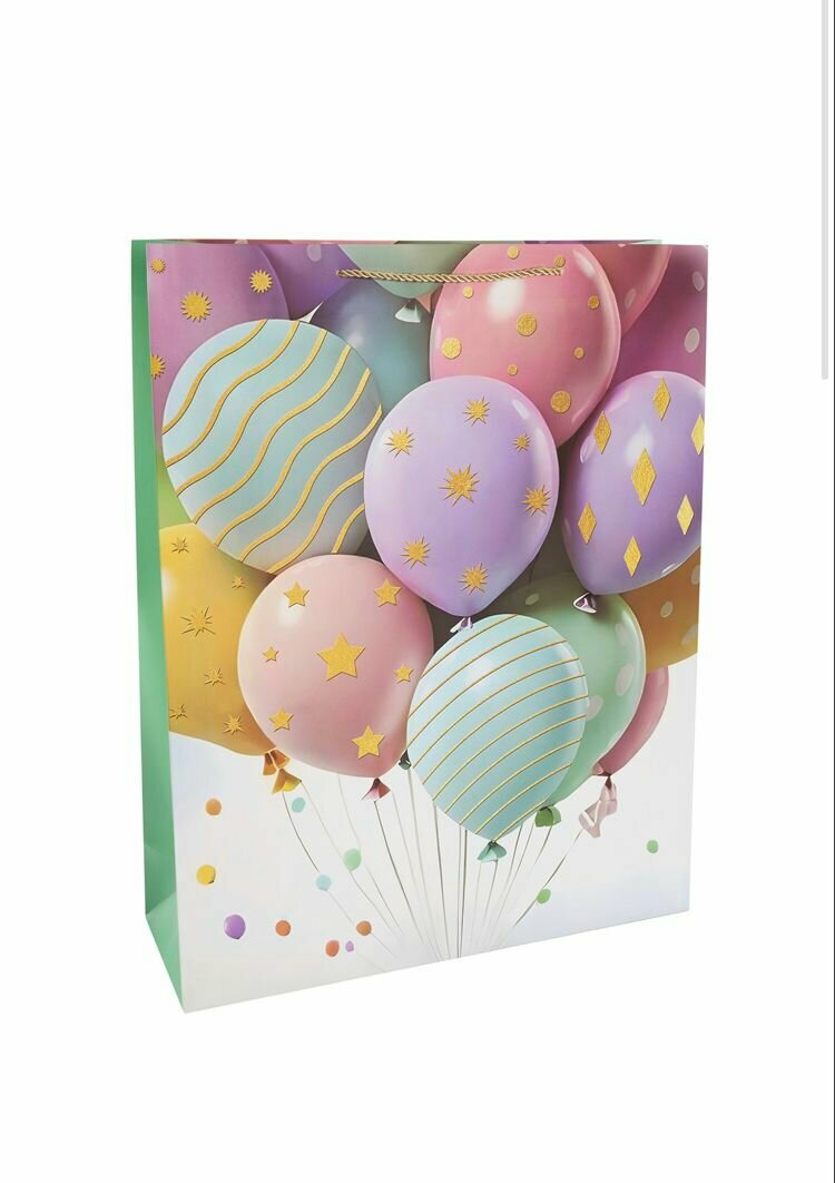 Пакет подарочный большой бумажный, Множество шаров, 70*50*20 см