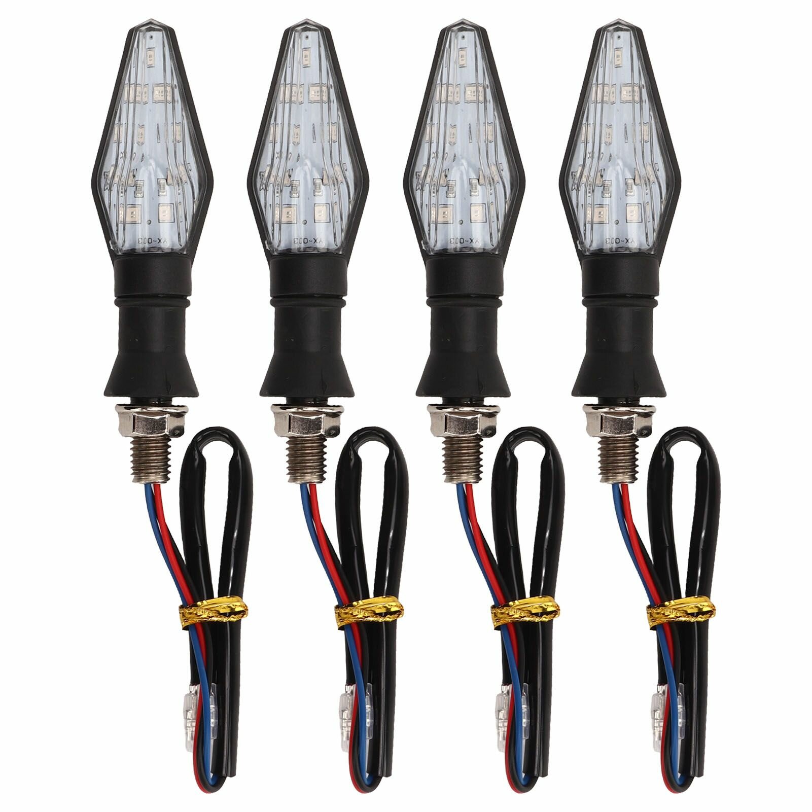4 LED поворотника, желтый/синий, 12V, универсальные
