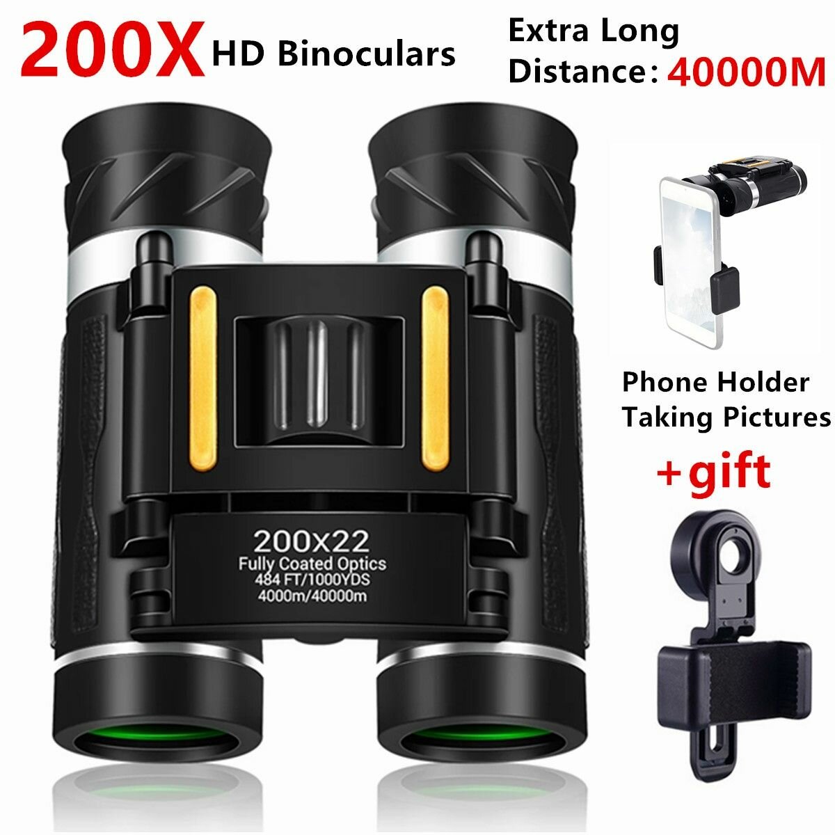 Телескоп, бинокль, с функцией фото и видео, алюминиевый корпус, черный, 11 см x 5 см x 7 см