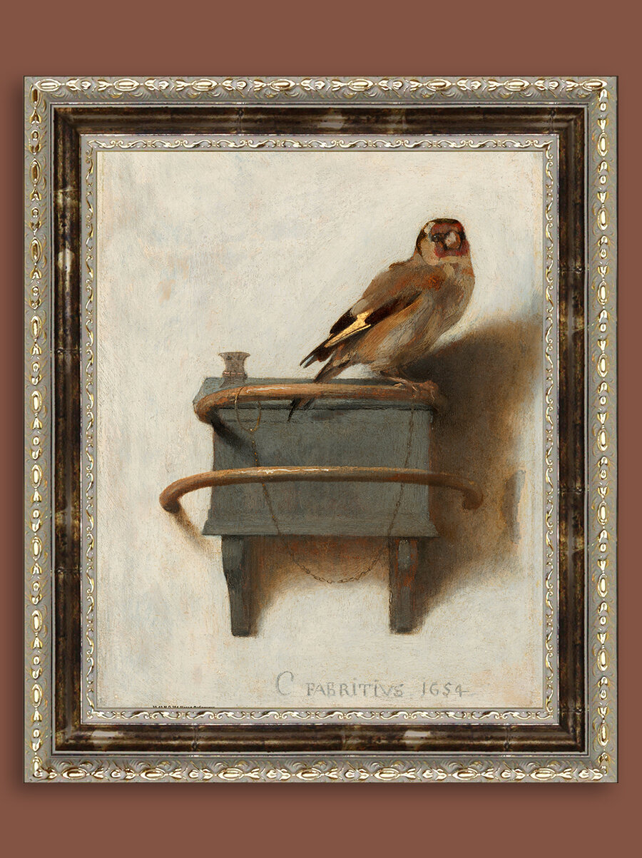 Картина настенное панно для прихожей в рамке 40х50 со стразами Щегол