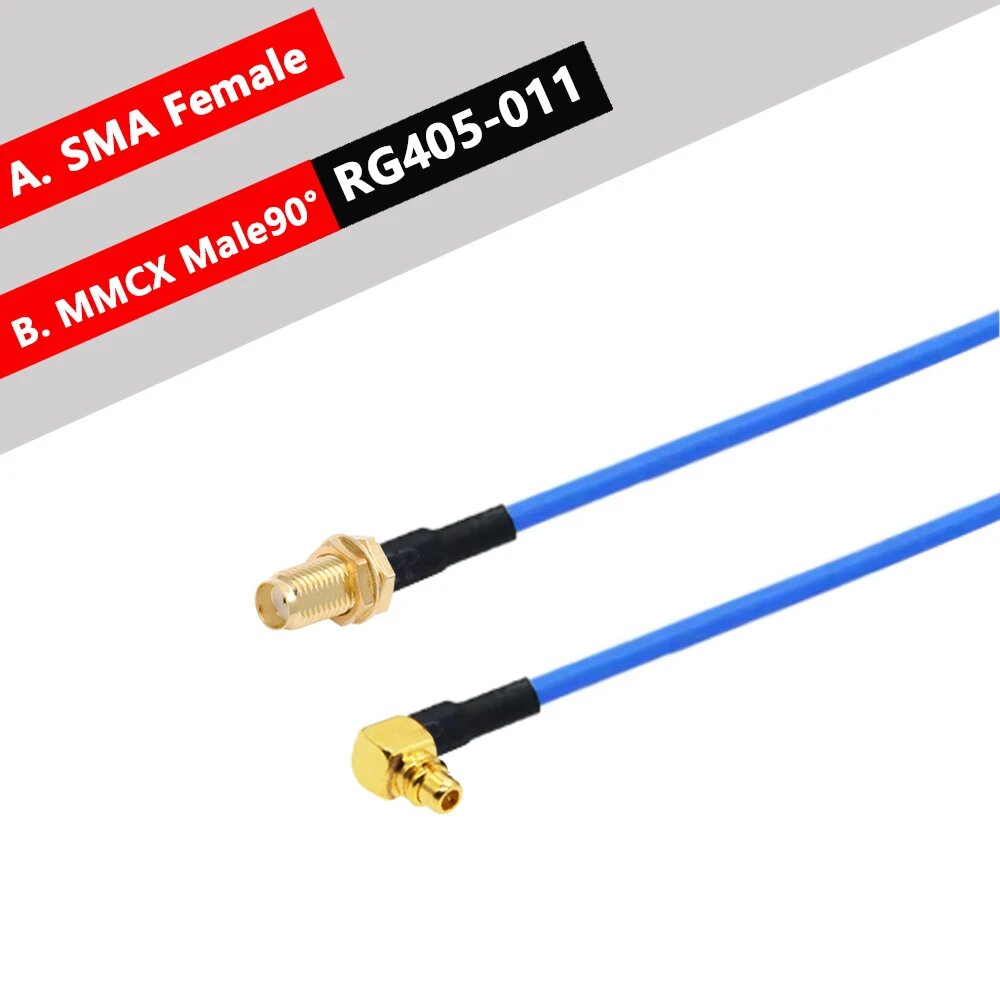 RG 405 кабель SMA male to MMCX/MCX male 5 см 2M, SMA F to MMCX M90