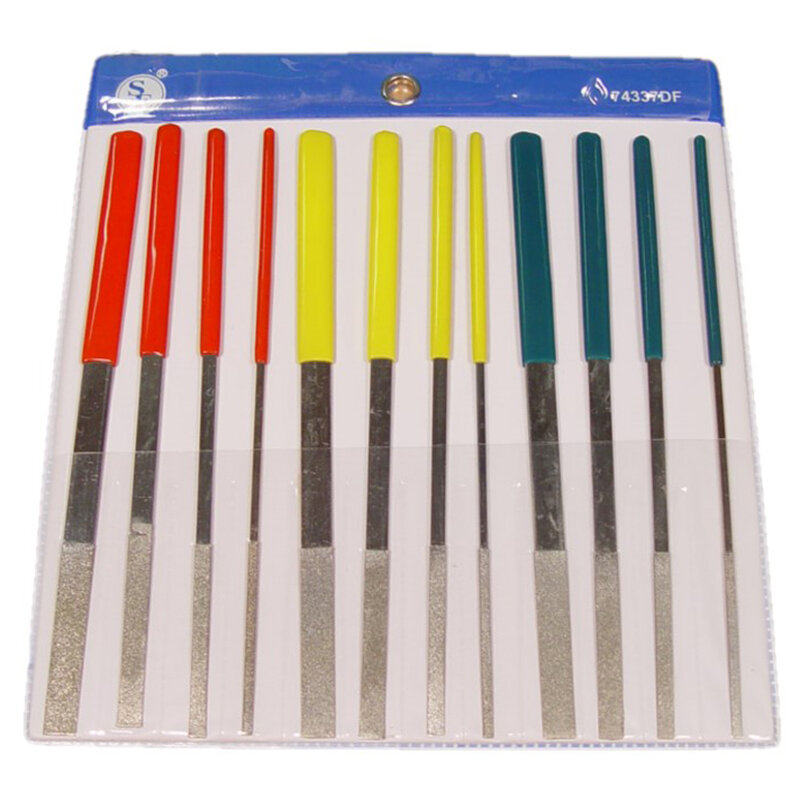 Набор алмазных надфилей разной зернистости, 180 мм, 12 шт, SONA