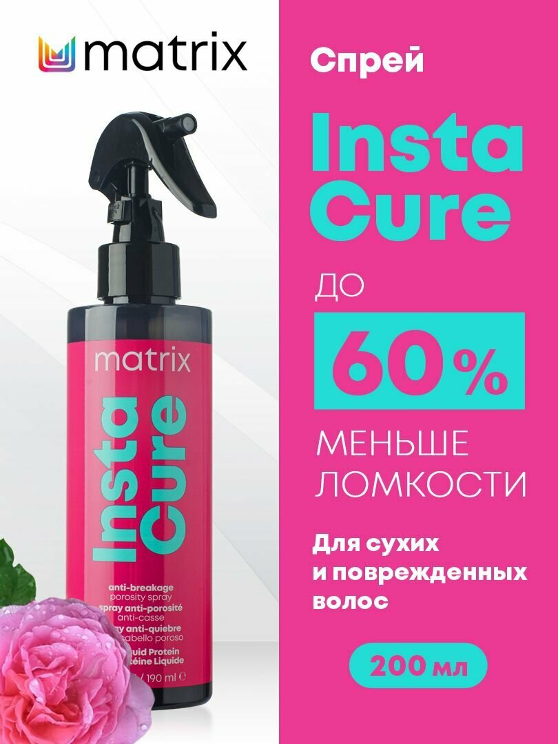 Matrix Спрей Instacure с жидким протеином и провитамином B5 против ломкости и пористости волос, 190 мл