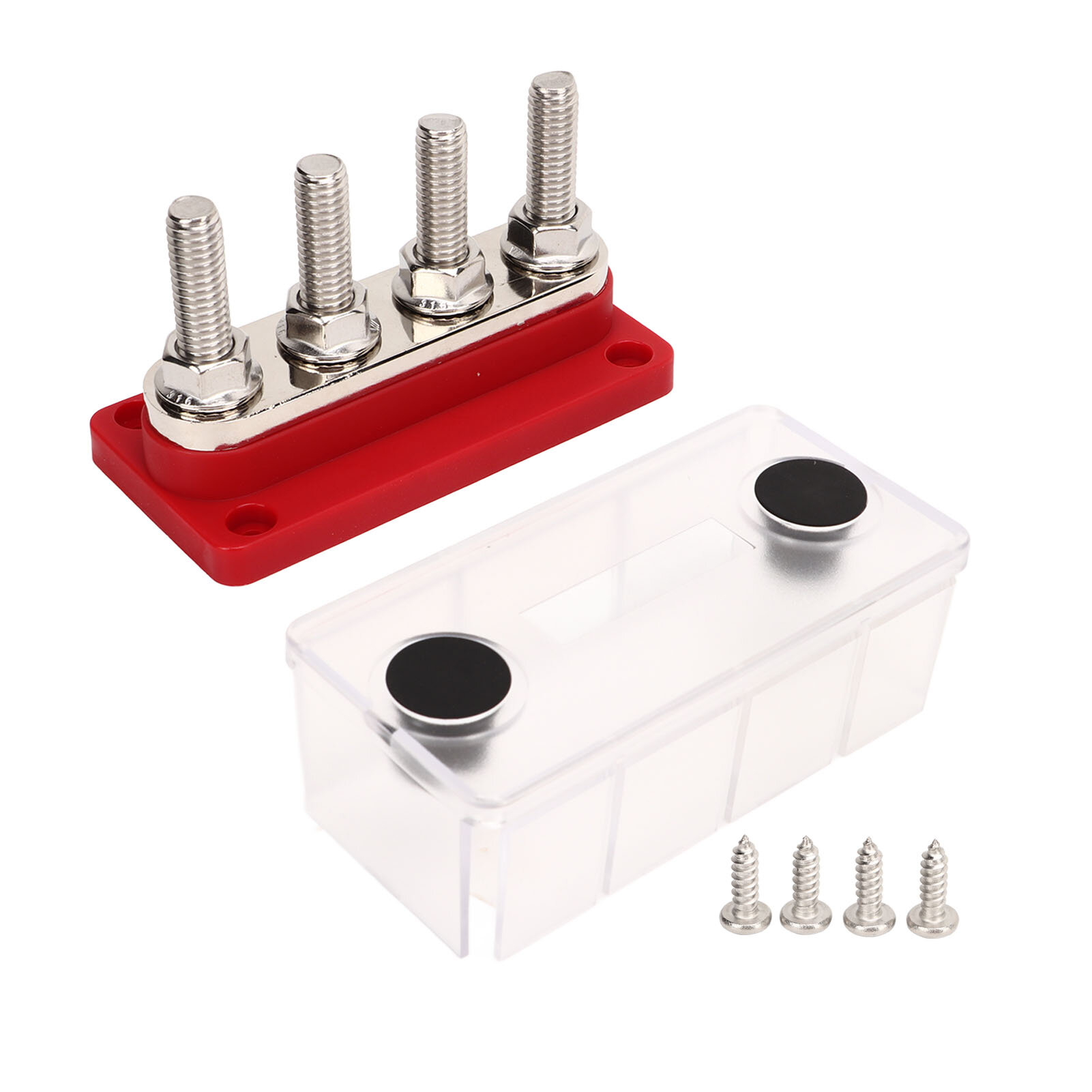 4-полюсная шина 300А M10 с крышкой (красная)