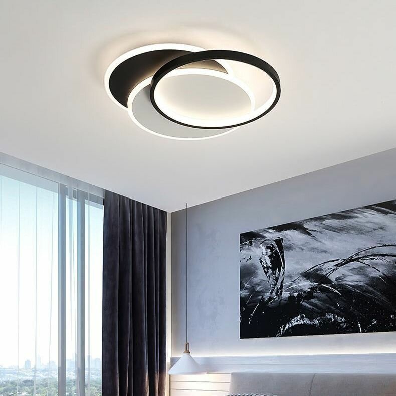 Черно-белый геометрический потолочный светильник