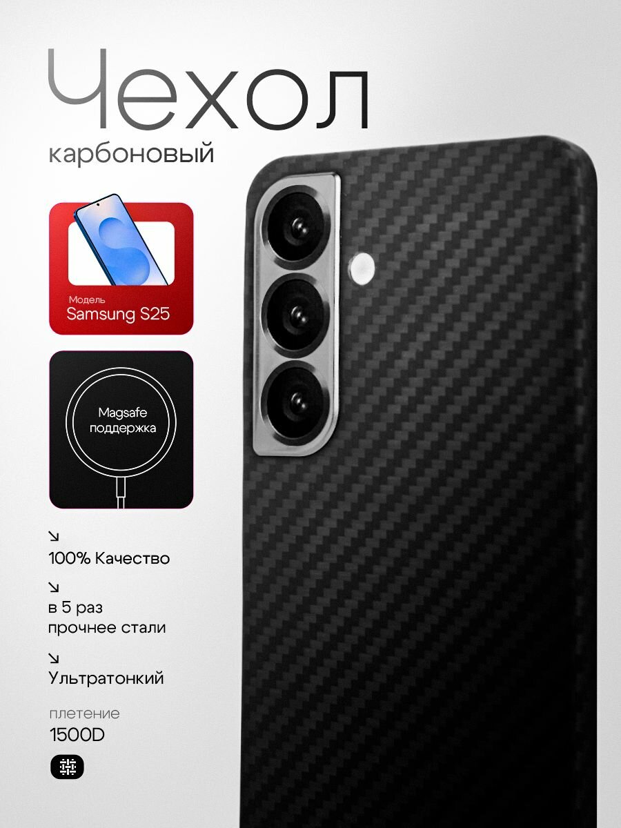 Кевларовый чехол на Samsung S25 Magsafe/Самсунг С25 с Магсейф