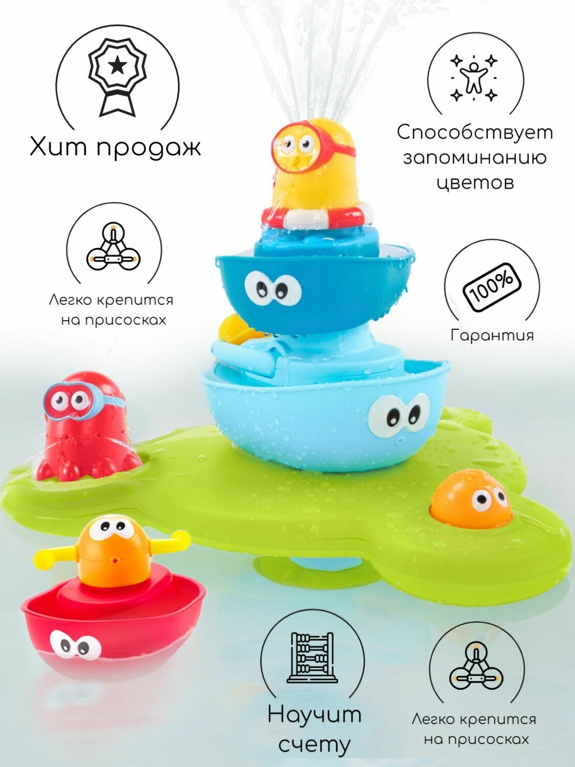 Игрушка для ванной пирамидка Yookidoo Веселый фонтан