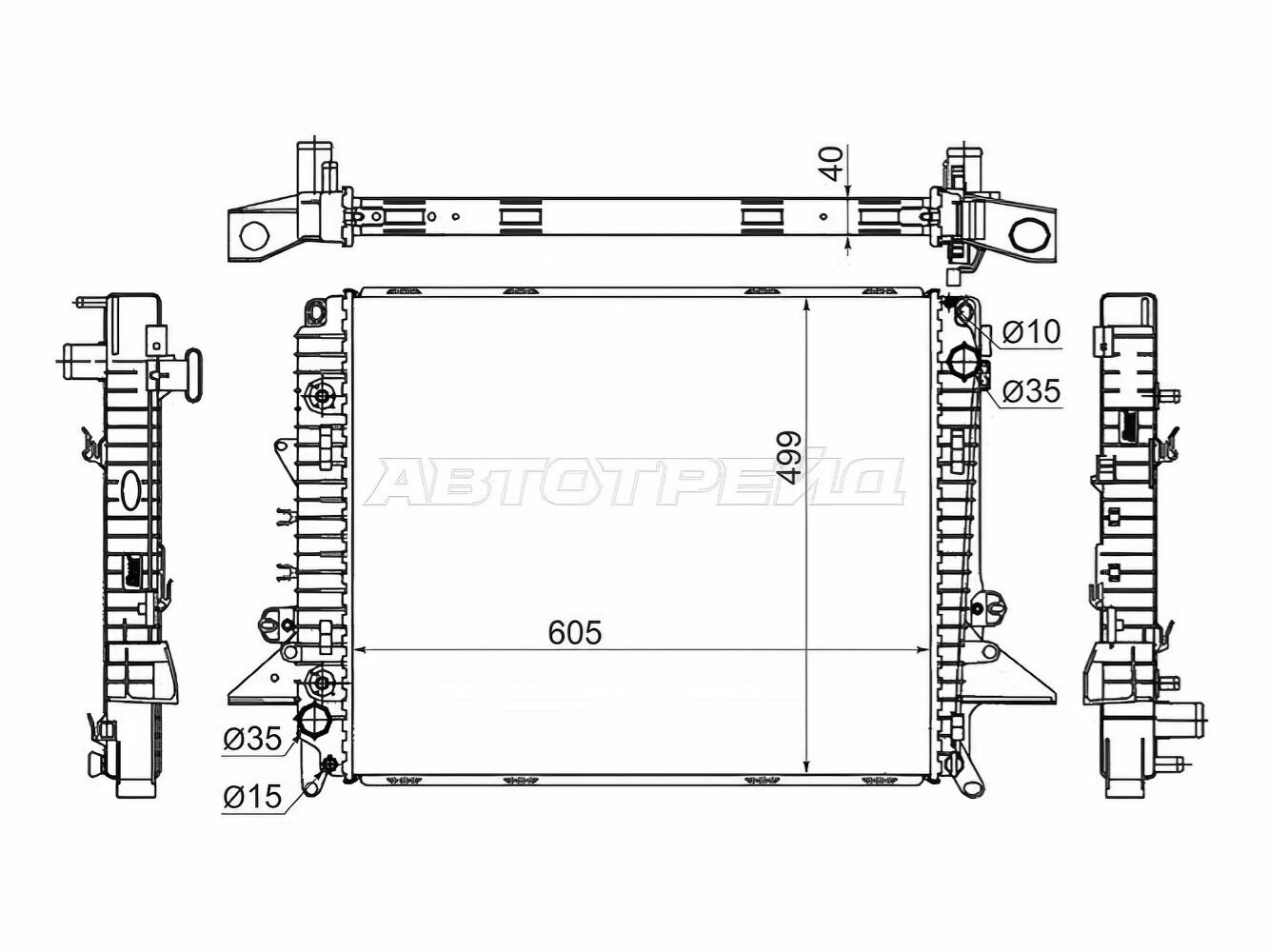 Радиатор охлаждения двигателя для Ленд Ровер LR3 Дискавери 3, LR4 Discovery 4, Рейндж Ровер Спорт арт LR000104D SAT
