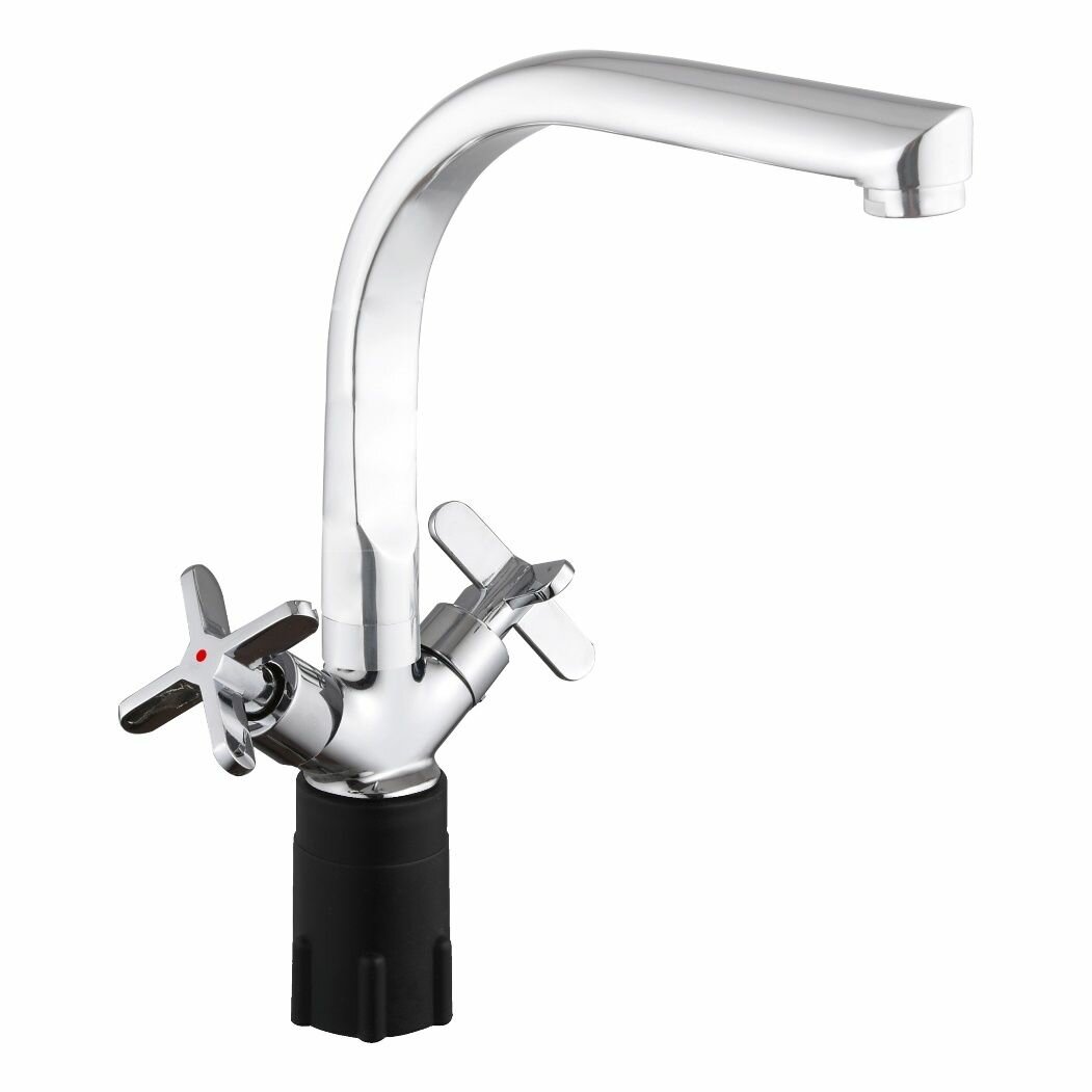 Смеситель для кухонной мойки, 54072192, металлические маховики, керамическая кран-букса, крепление: универсальная гайка