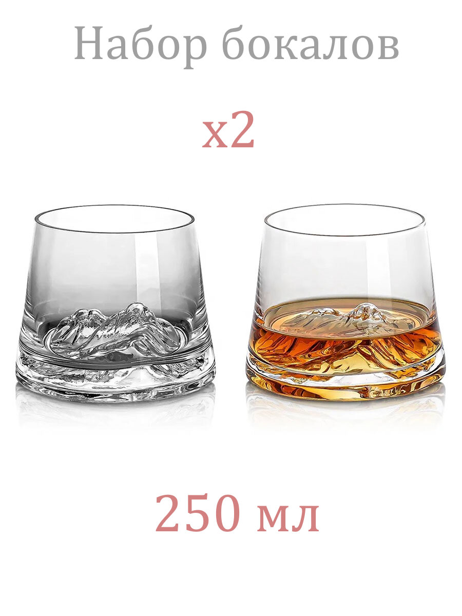 Бокалы для виски и коктейлей 2 шт 250мл, набор бокалов