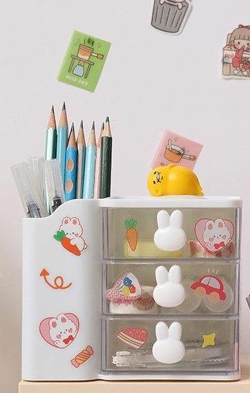 Органайзер для канцелярии, подставка для канцелярии, для хранения вещей, белый, наклейки в подарок