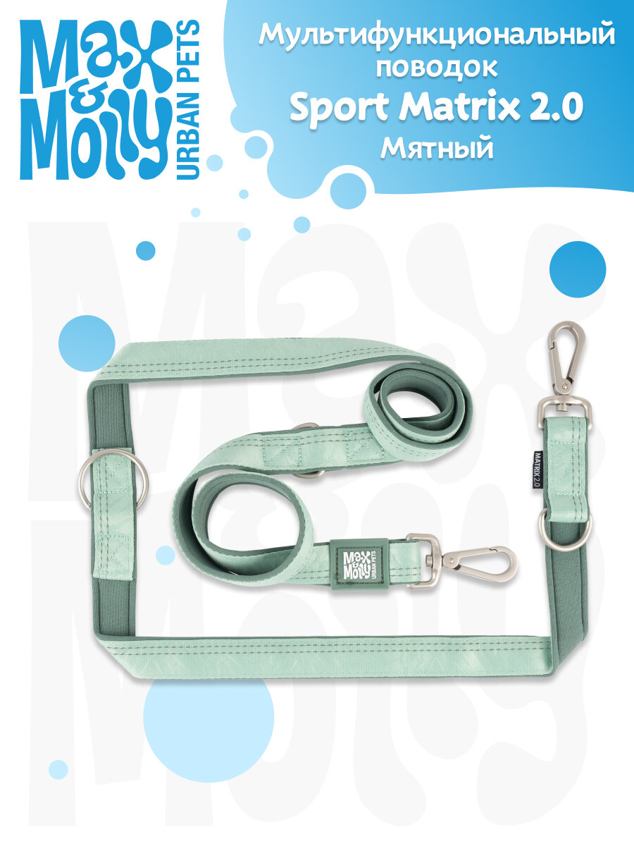 Поводок для собак мультифункциональный - Matrix 2.0 Мятный/M Max&Molly